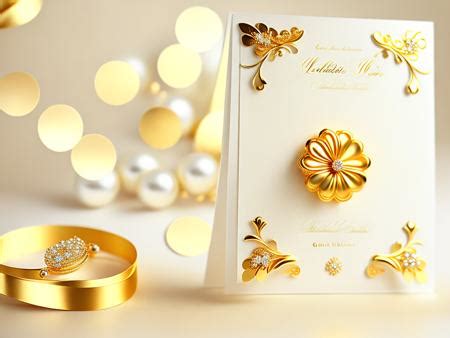 A Wedding Card With Two Gold Rings And A Diamond Ring Image And Design Id
