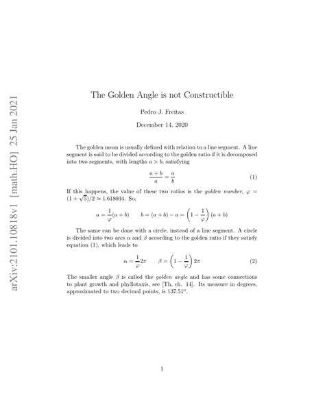 Pdf The Golden Angle Is Not Constructible