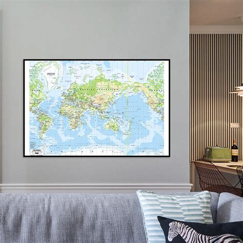 24x36 Inch The World Mercator Procjection 2001 Version World Map For School Office Wall Decor