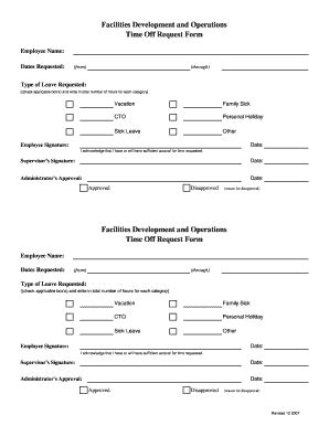 2007 2026 Facilities Development And Operations Time Off Request Form