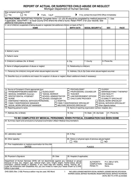 Mi Dhs 3200 2008 Fill And Sign Printable Template Online Us Legal Forms