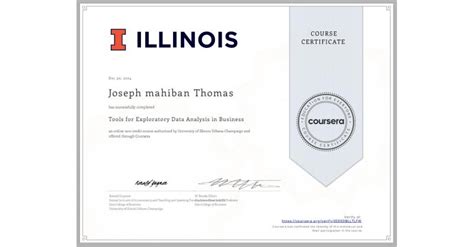 Completion Certificate For Tools For Exploratory Data Analysis In Business Dr Joseph Mahiban