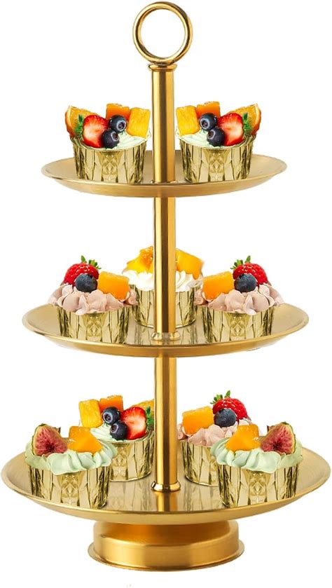 Liaisimi 3 Tier Gold Metal Cupcake Stand Holderstainless