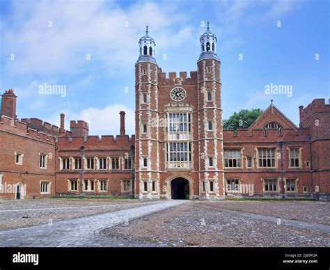 Eton England The Facade And Clocktower Of The Main Building On The