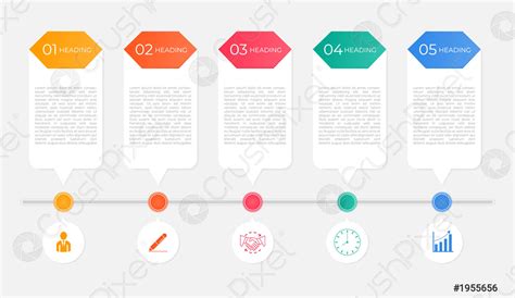 Infographic Timeline Style Workflow Process Design Hexagon Heading Use For Stock Vector