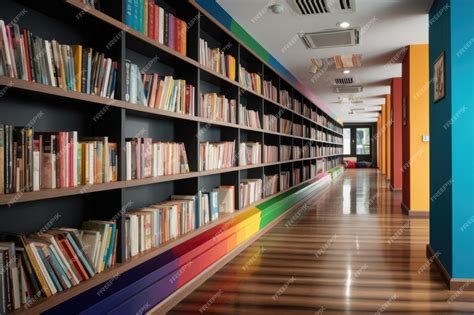 Estanterías Apiladas Con Coloridos Lomos De Libros En Una Biblioteca
