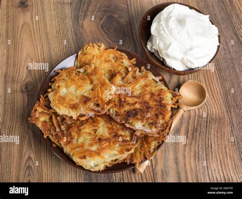 Potato Pancakes Draniki With Sour Cream The National Dish Of