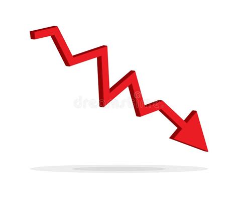 Red Arrow Going Down Stock Icon On Blue Background Flat Style Bankruptcy Financial Market