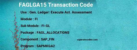 Faglga15 Sap Tcode For Gen Ledger Execute Act Assessment