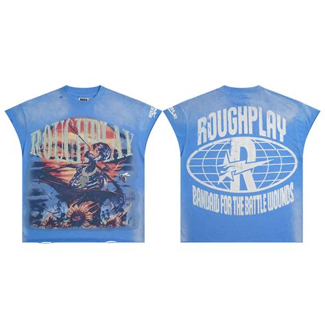 Roughplay War Ready Cutoff Sleeves Fashion Rhinestone Designer T Shirt