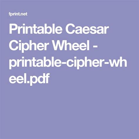 Printable Caesar Cipher Wheel Educational Printable Activities