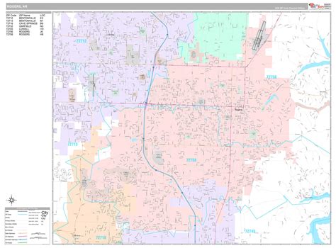 Premium Style Wall Map Of Rogers Ar American Map Store