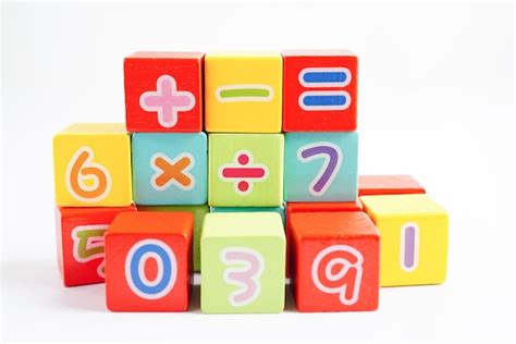 Premium Photo Number Wood Block Cubes For Learning Mathematic