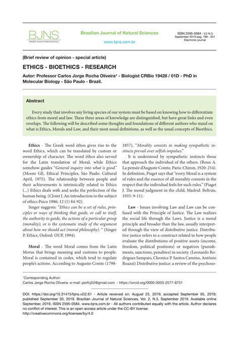 Pdf Ethics Bioethics Research