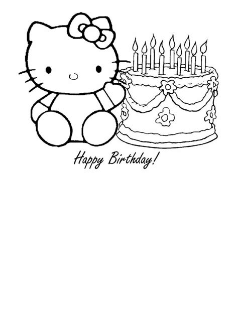 Hello Kitty Colouring Pages Birthday