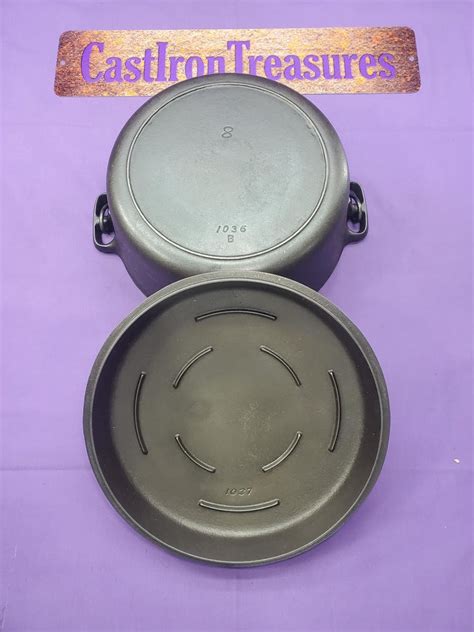 Griswold 8 Cast Iron Dutch Oven With Heat Ring And Self Basting Lid Iron