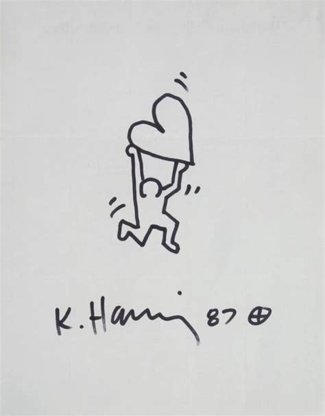 Artwork By Keith Haring Dancing Man With Radiant Heart Made Of Ink On