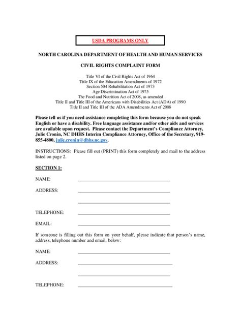 Fillable Online Usda Complaint Form Fax Email Print Pdffiller