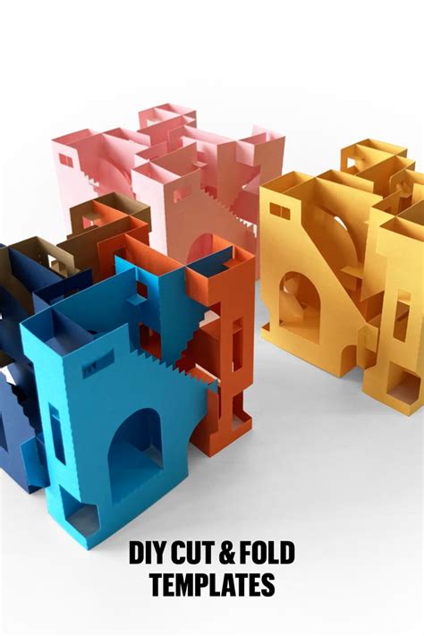 Spinning Stairs Diy Cut And Fold Templates Paper Art Projects Diy