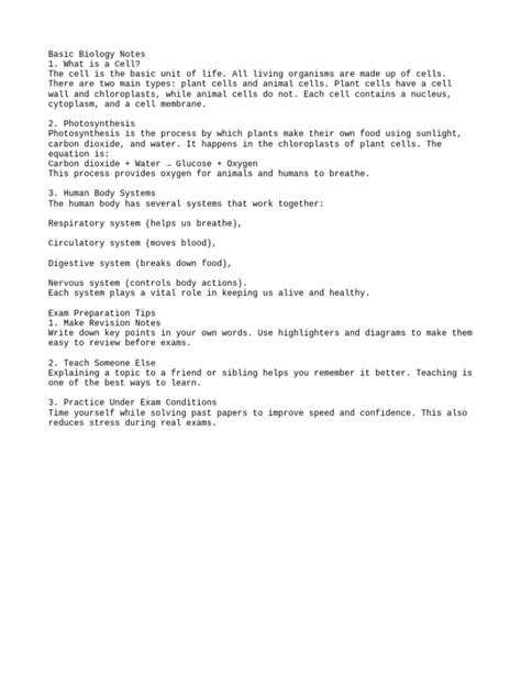 Basic Biology Notes Pdf