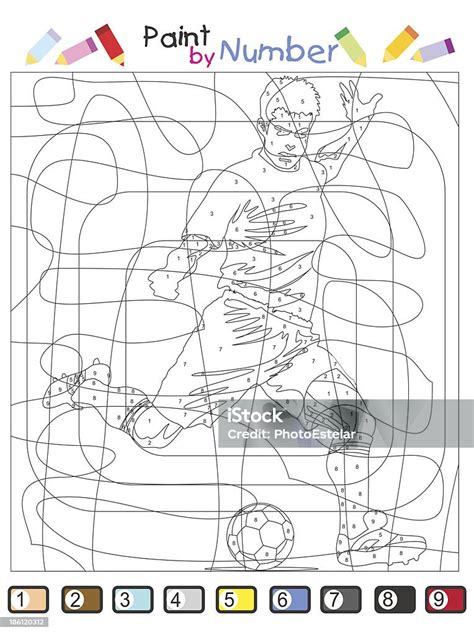Ilustración De Pintar Por Númerosjugador De Fútbol Y Más Vectores