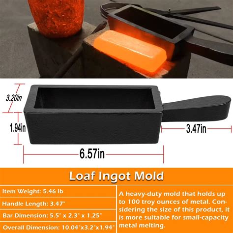 100 Oz Troy Ounce Gold Bar Loaf Cast Iron Ingot Mold For Smelting And