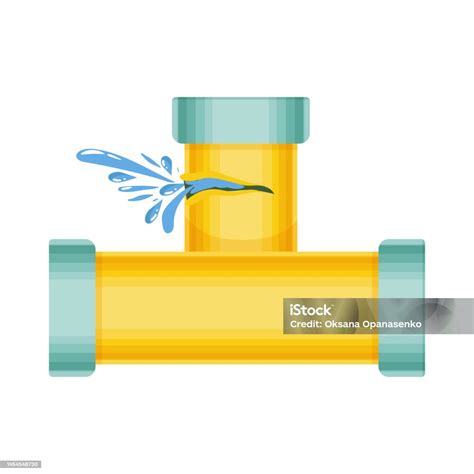 누출이있는 파이프 파손 파이프 라인 파열 수도꼭지 떨어지기 물 공급 문제 파이프 파손 흰색 배경에 격리된 바람 그림 0명에 대한 스톡 벡터 아트 및 기타 이미지 Istock