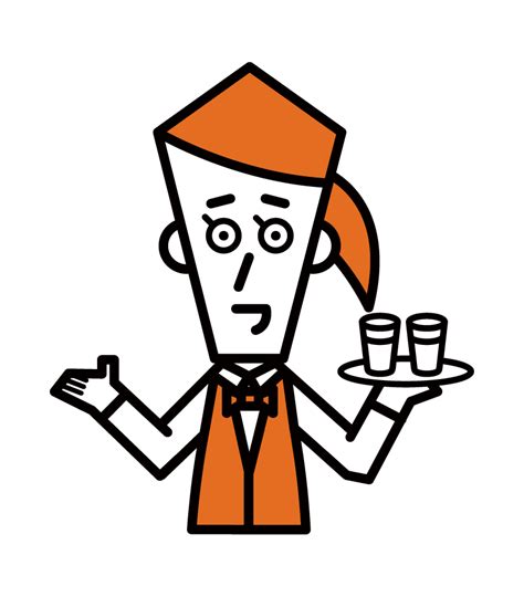 홀 직원 웨이트리스의 삽화 여성 무료 일러스트 소재집 Kukukeke