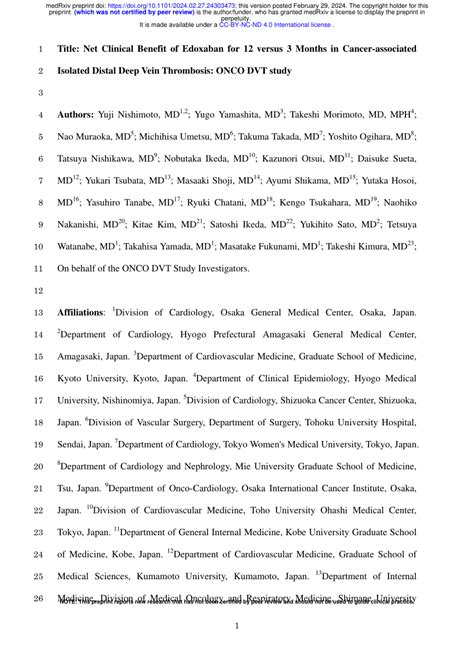 Pdf Net Clinical Benefit Of Edoxaban For 12 Versus 3 Months In Cancer