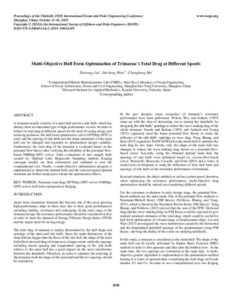 Pdf Multi Objective Hull Form Optimization Of Trimarans Total Drag