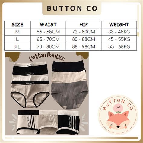 No309 Button Co Cotton Panties Pure Colour Simple Underwear Nude