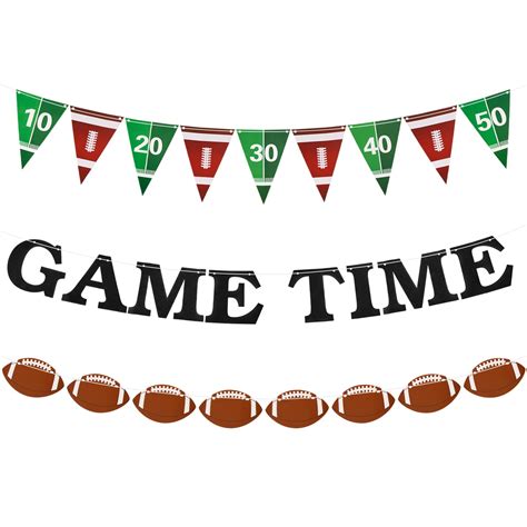 3pcs Rugby Party Banners Game Time Rugby Banner Hanging Birthday Party