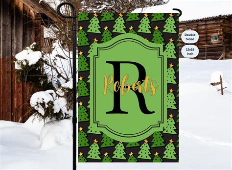 Personalized Christmas Tree Flag Christmas Flag Custom Monogram
