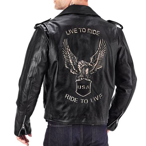 Viking Cycle American Eagle Leather Jacket For Men Motorcycle Jacket
