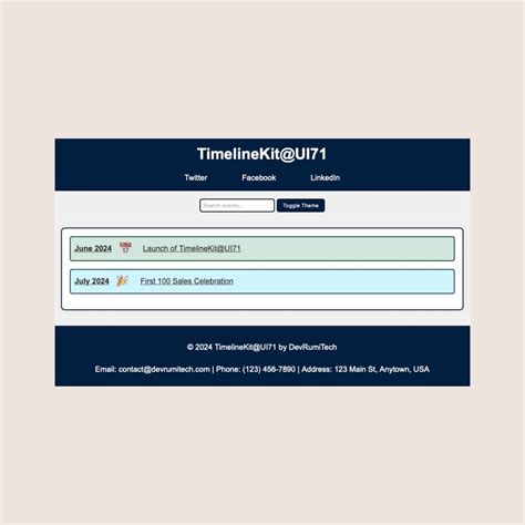 Customizable Timeline UI Kit HTML CSS Event Timeline Template With Light And Dark Themes Etsy
