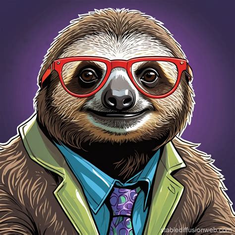 Intelligent Sloth With Glasses Stable Diffusion Online
