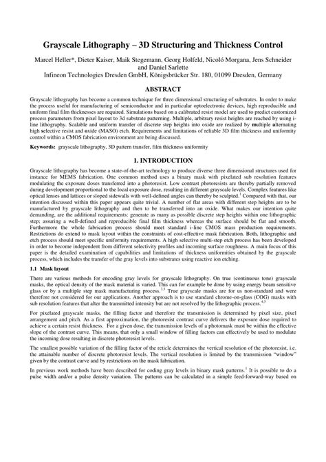 PDF Grayscale Lithography D Structuring And Thickness Control