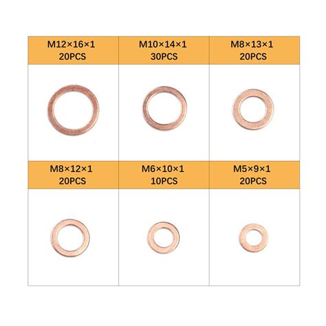 120pcs M5 M6 M8 M10 M12 Koper Washer Pakking Set P Vicedeal
