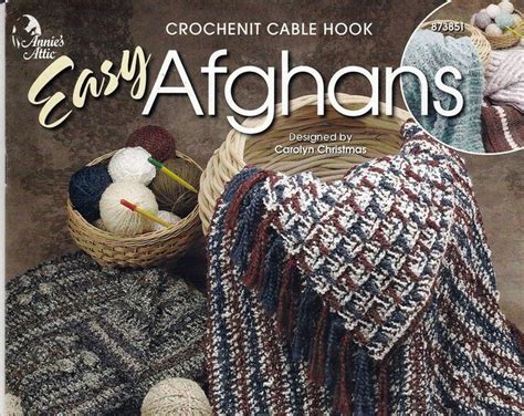 Crochenit Cable Hook Easy Afghans Crochet Pattern Book Annies Attic
