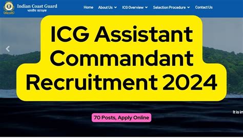 Icg Assistant Commandant Recruitment 2024 70 Posts Apply Online