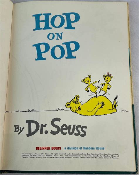 Lot 1963 Dr Seusss Hop On Pop By Dr Seuss Illustrated First Edition
