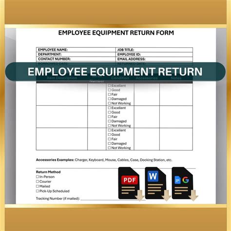 Employee Equipment Return Form Office Equipment Return Hr Offboarding Template Exit Form