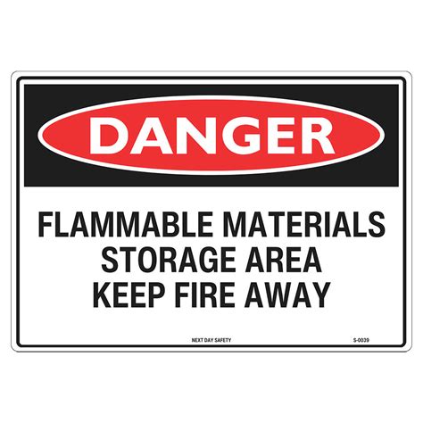 Danger Flammable Materials Storage Area Sign Next Day Safety