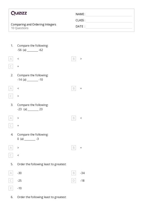 50 Comparing And Ordering Length Worksheets For Grade 6 On Quizizz