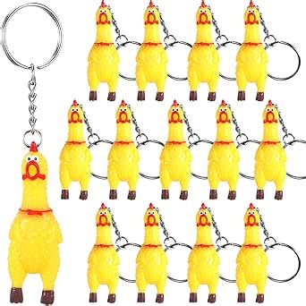 Snaxuda Mini Rubber Chicken Keychains 14pcs Squeaky Screaming Chicken