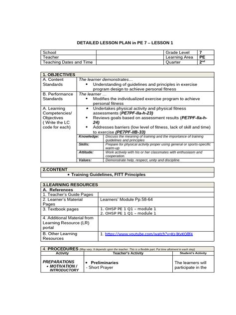 pe grade 7 lesson 1 review of fitte principle training pdf