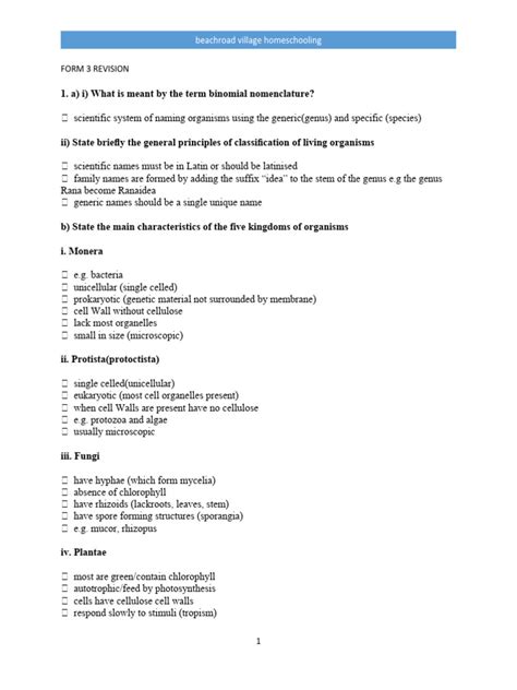 Form 3 Revision Pdf Leaf Plants