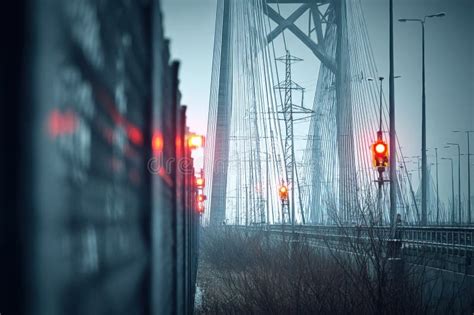 digital bridge connects distant nations while warning lights illuminate