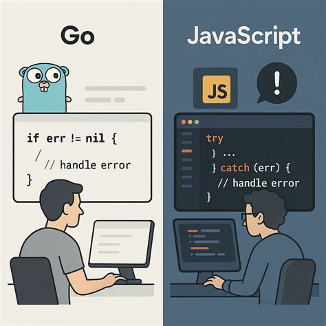 comparing error handling in go and javascript explicit returns vs try