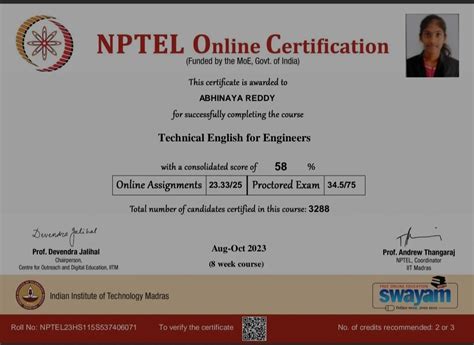 I Am Very Glad To Share That My Second Nptel Certificate In Technical